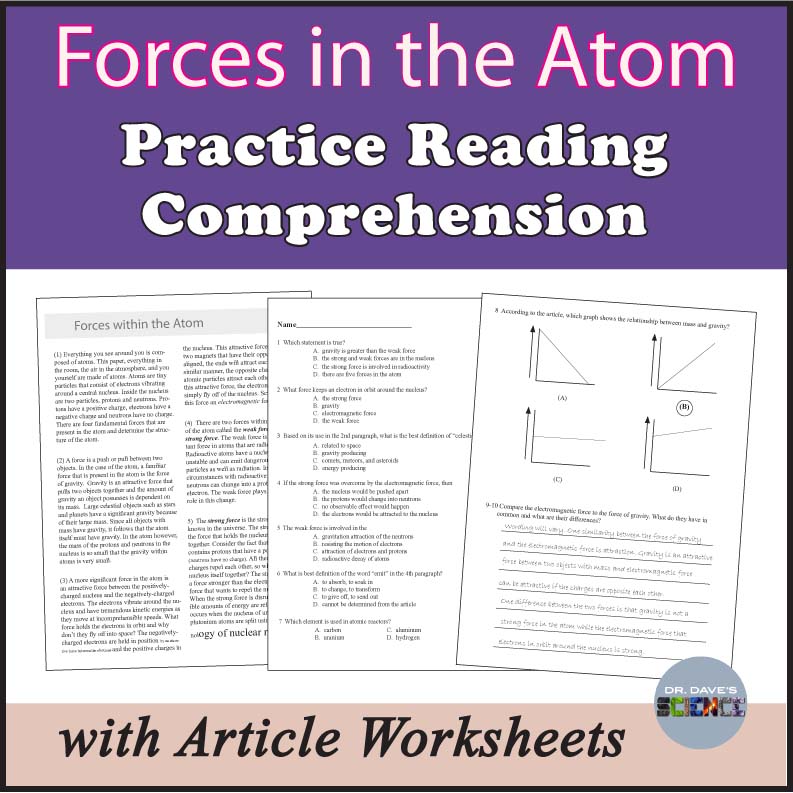 Atoms Science Reading Comprehension Strong Force Electrostatic | Made ...