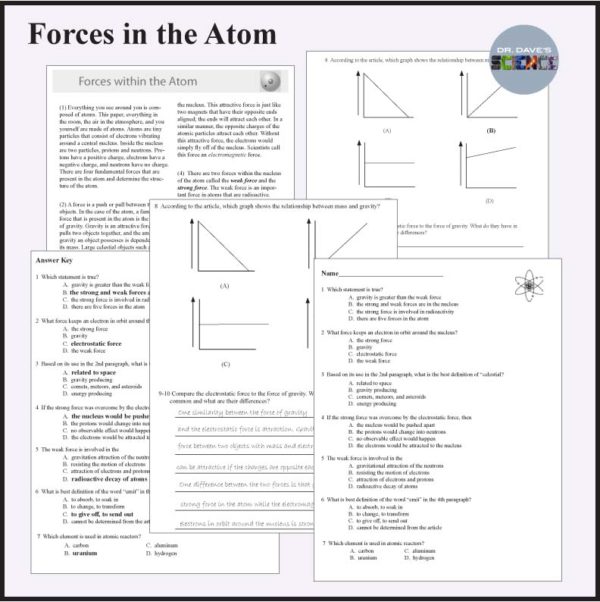 Atoms Science Reading Comprehension Strong Force Electrostatic | Made ...