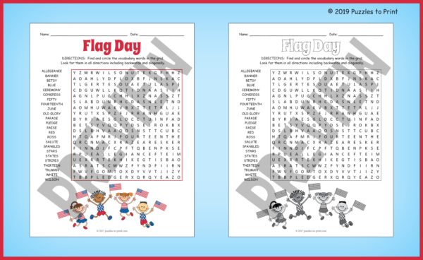 NO PREP NATIONAL FLAG DAY Word Search Puzzle Worksheet Activity | Made ...