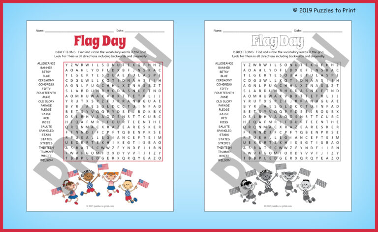 NO PREP NATIONAL FLAG DAY Word Search Puzzle Worksheet Activity | Made ...