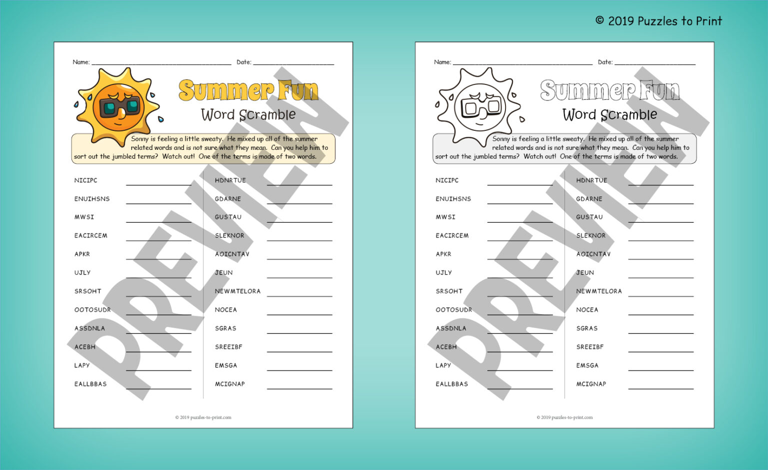 SUMMER VACATION Word Scramble Puzzle Worksheet Activity | Made By Teachers