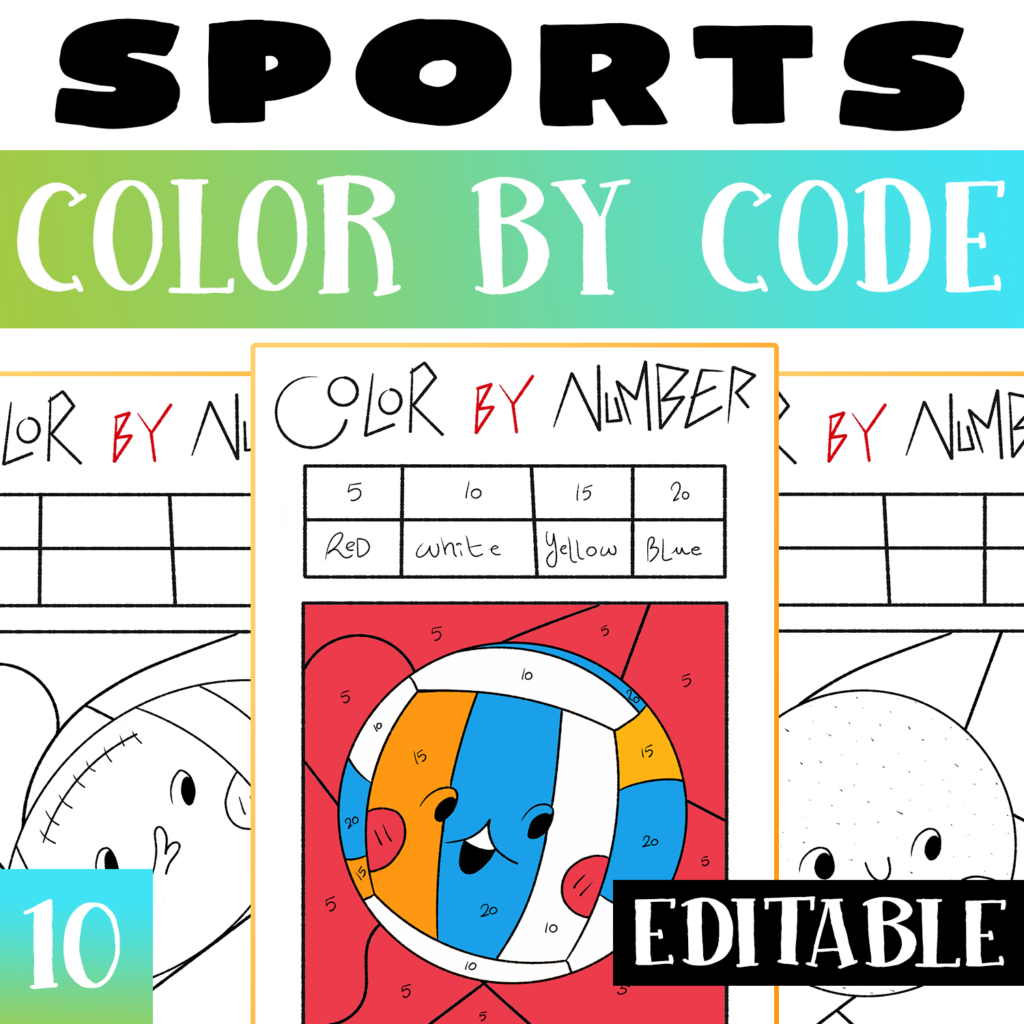 Sports Editable Color By Code Worksheets Activity, Sports Color By ...