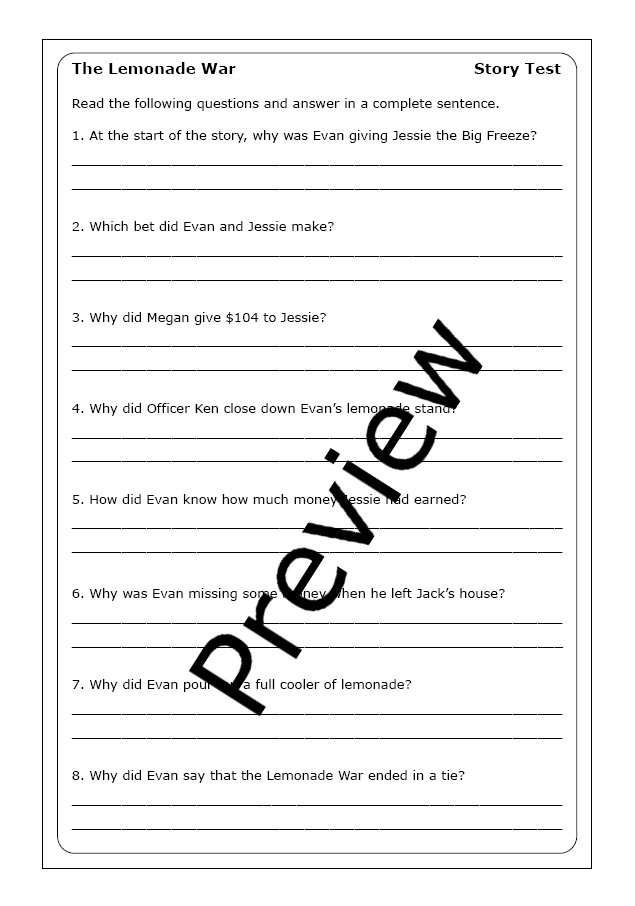 Jacqueline Davies "The Lemonade War" worksheets | Made By Teachers