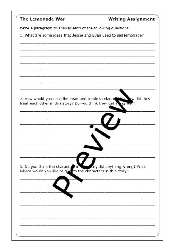Jacqueline Davies "The Lemonade War" worksheets | Made By Teachers