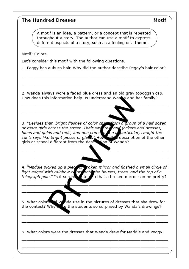 Eleanor Estes "The Hundred Dresses" worksheets | Made By Teachers