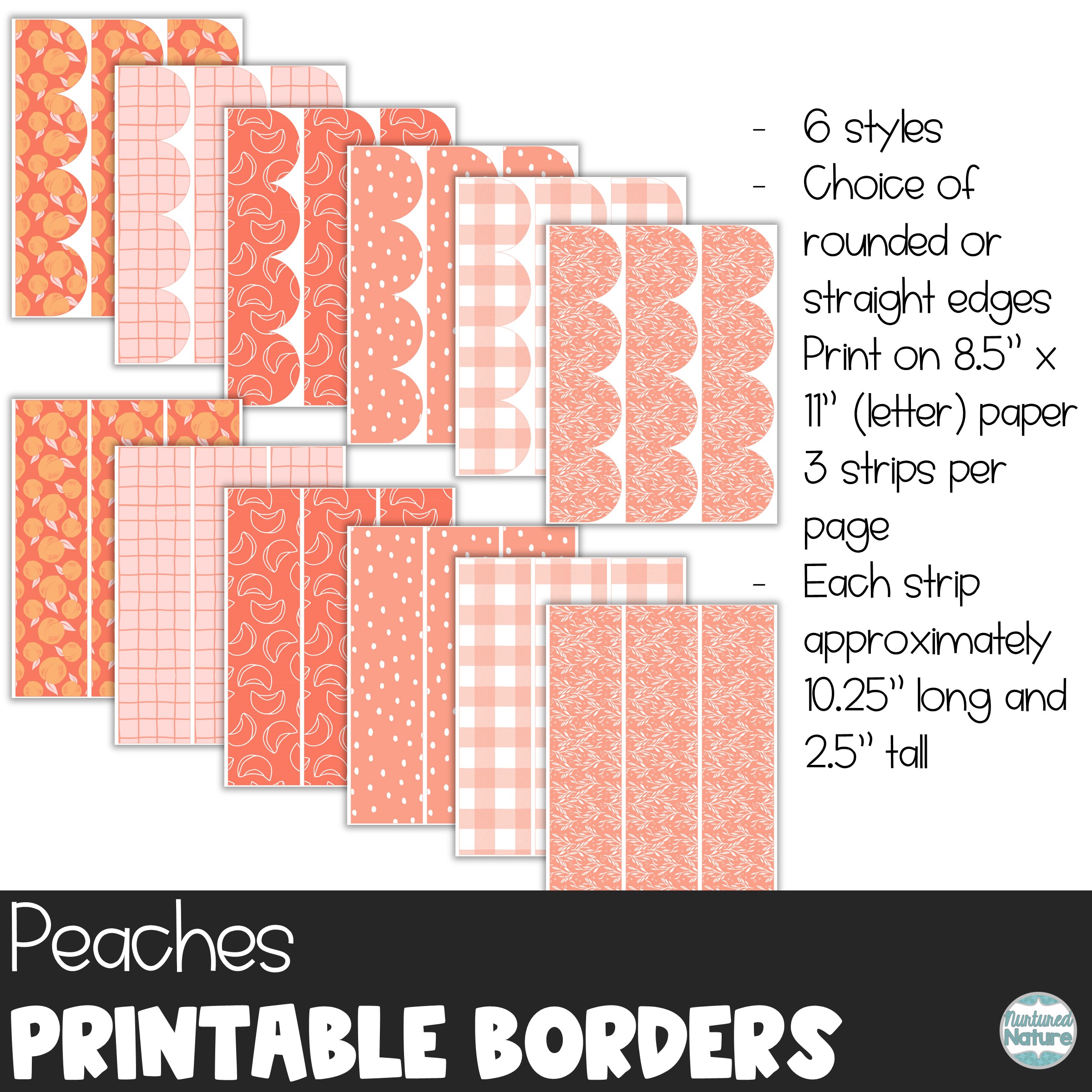 Peaches Bulletin Board Border - Printable Farmhouse Classroom Decor ...