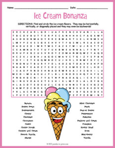 ICE CREAM DAY PARTY Word Search Puzzle Worksheet Activity | Made By ...