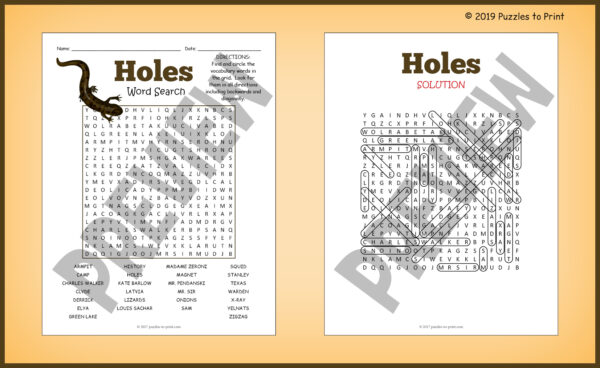 HOLES by Louis Sachar Novel Study Word Search Worksheet Activity | Made ...