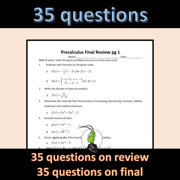 Precalculus Final Exam and Review | Functions | Exp. Logs | Trig ...
