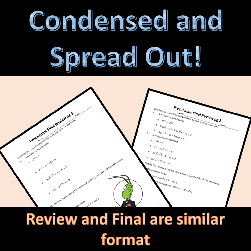 Precalculus Final Exam and Review | Functions | Exp. Logs | Trig ...