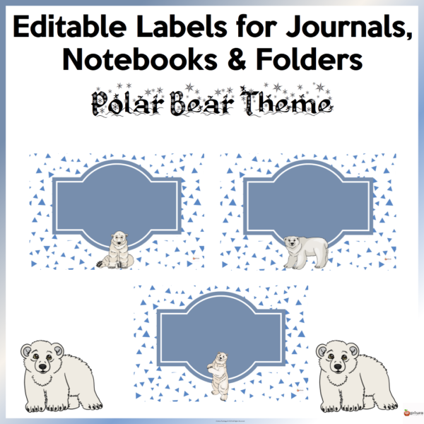 Polar Bear Theme Folder, Journal, and Notebook Labels Editable | Made ...