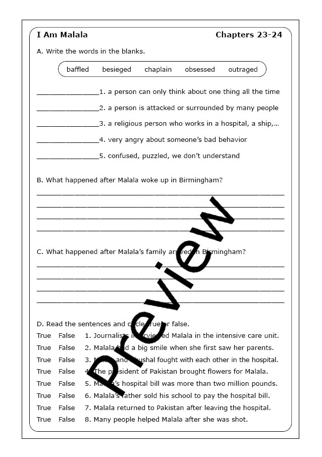 Malala Yousafzai "I Am Malala" worksheets | Made By Teachers