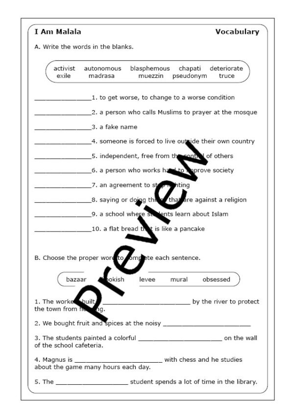 Malala Yousafzai "I Am Malala" worksheets | Made By Teachers