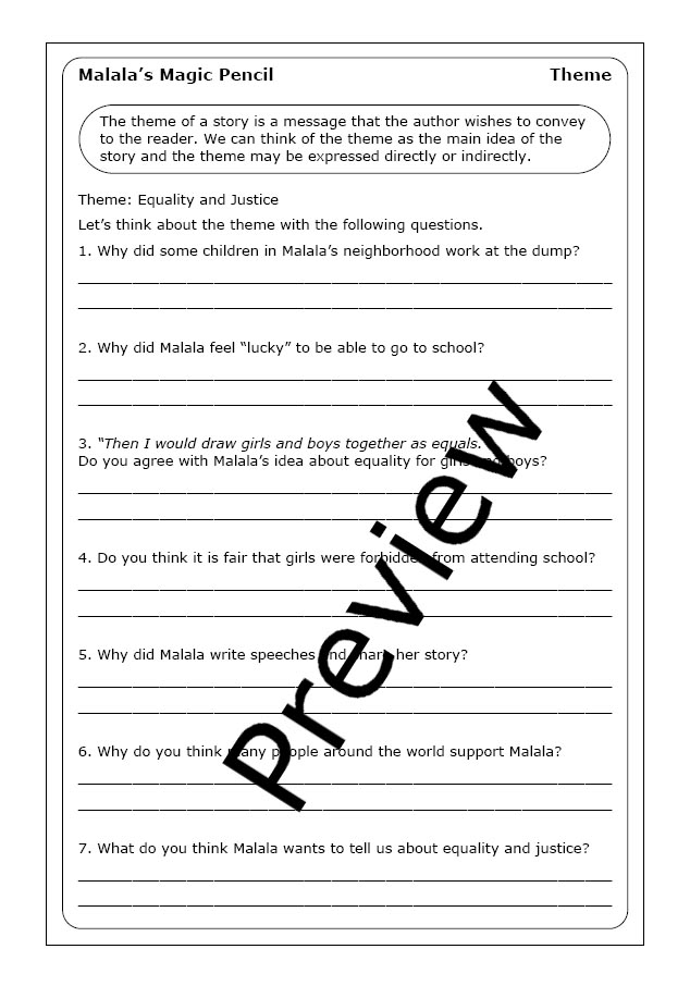 Malala Yousafzai "Malala's Magic Pencil" worksheets | Made By Teachers