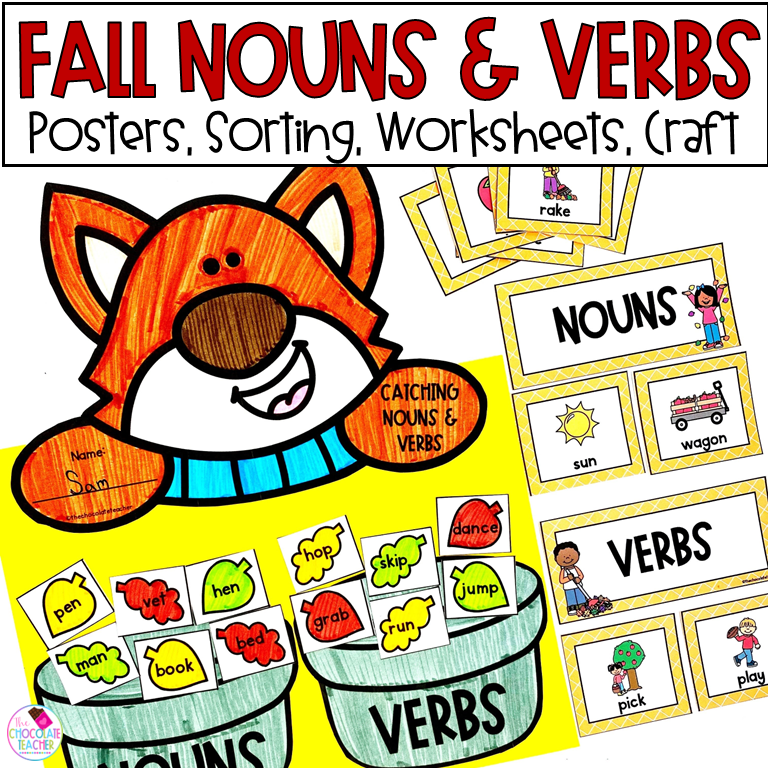 Fall Nouns and Verbs Grammar Practice with Activities, Worksheets ...