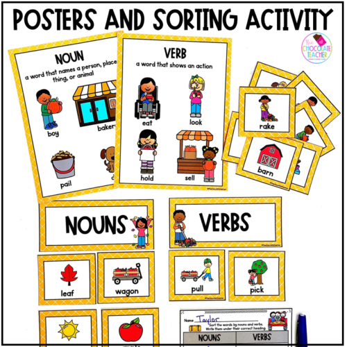 Fall Nouns and Verbs Grammar Practice with Activities, Worksheets ...