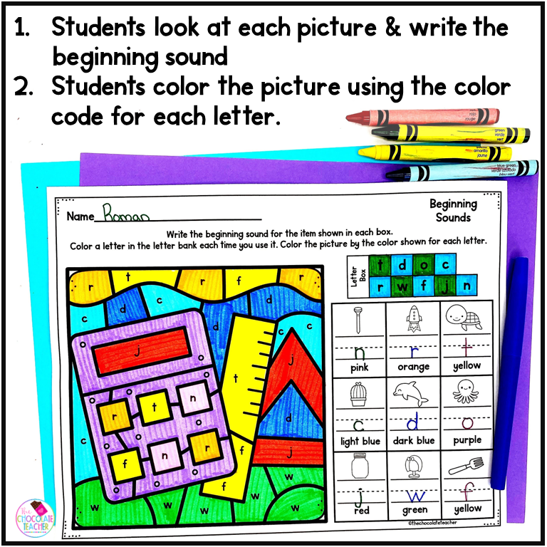 Beginning Letter Sounds - Phonics Worksheets Write the Letter and Color ...