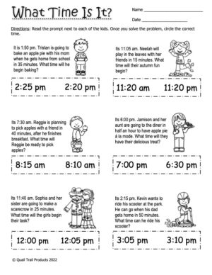 Elapsed Time Worksheets - Autumn Theme | Made By Teachers