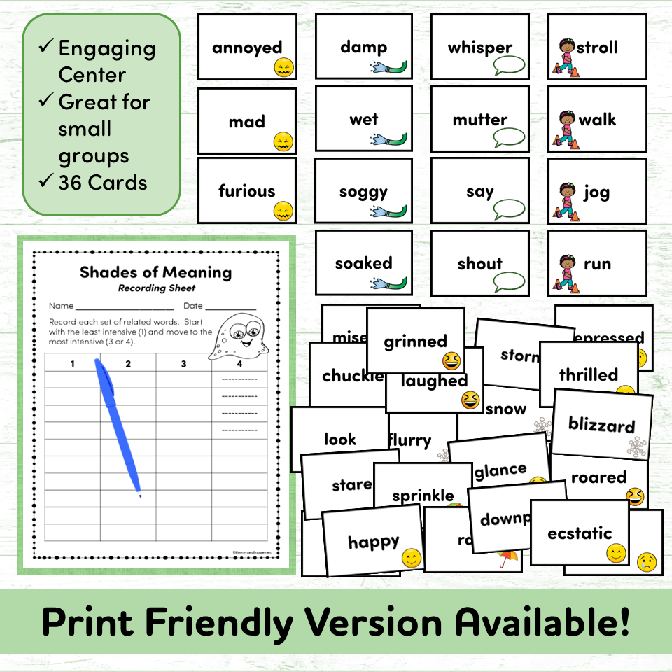 Shades of Meaning Worksheets and Games - Print and Digital Vocabulary ...