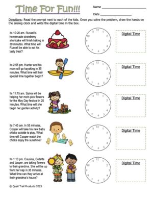 Elapsed Time Worksheets - Spring Theme | Made By Teachers