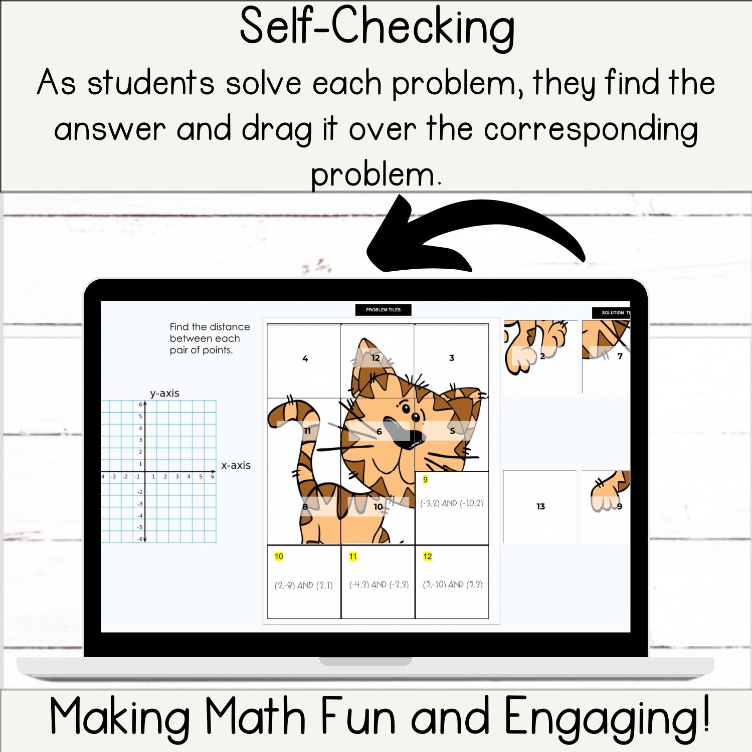 Distance on a Coordinate Plane Self-Checking Picture Puzzle Math ...