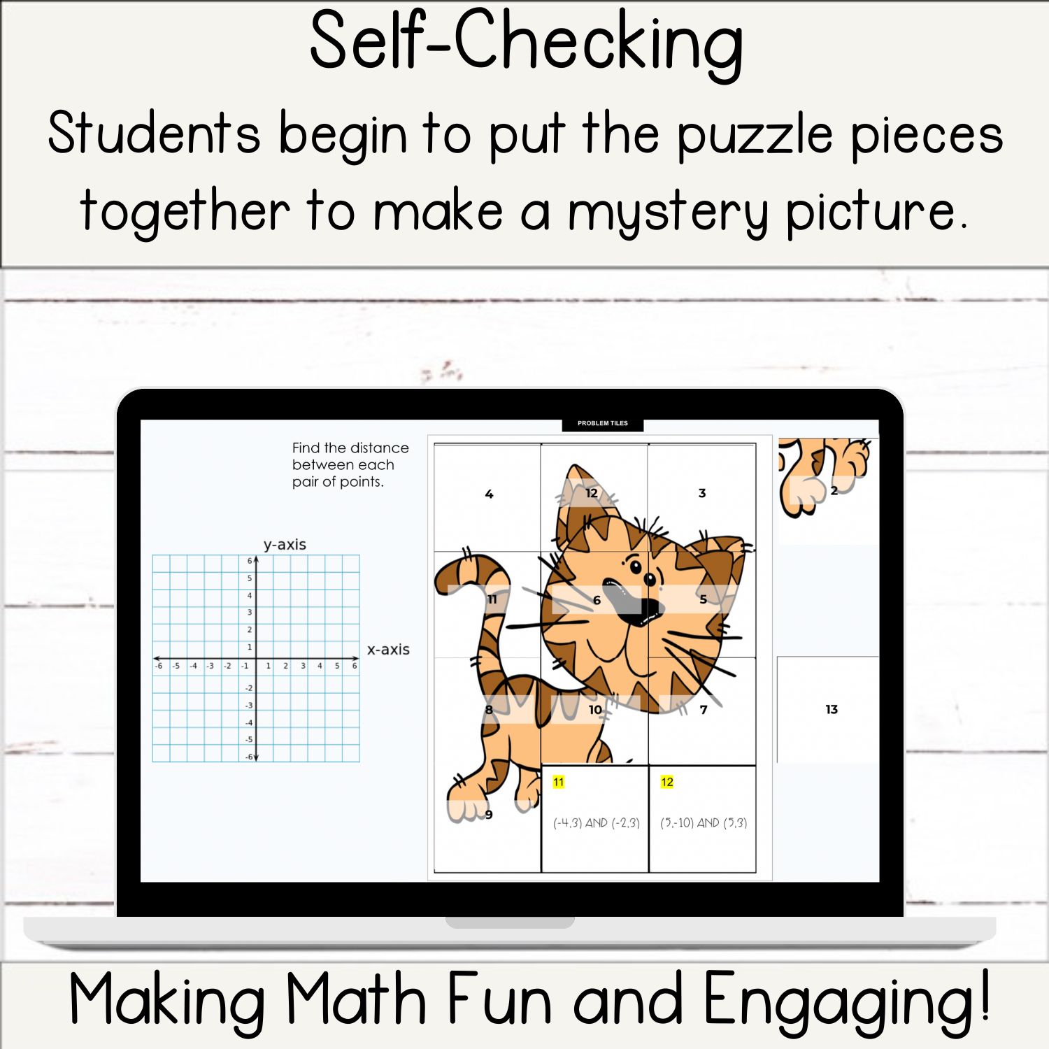 Distance on a Coordinate Plane Self-Checking Picture Puzzle Math ...
