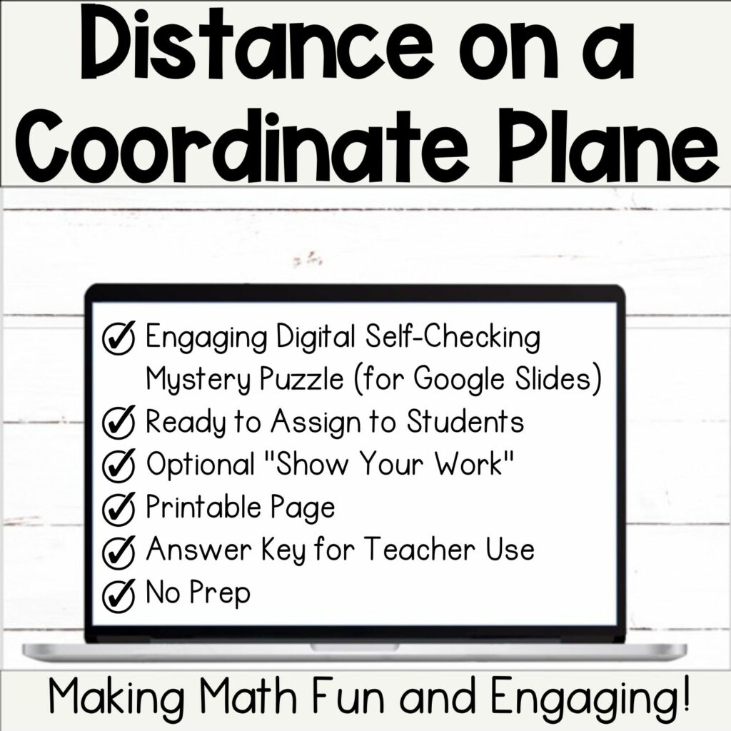 Distance on a Coordinate Plane Self-Checking Picture Puzzle Math ...
