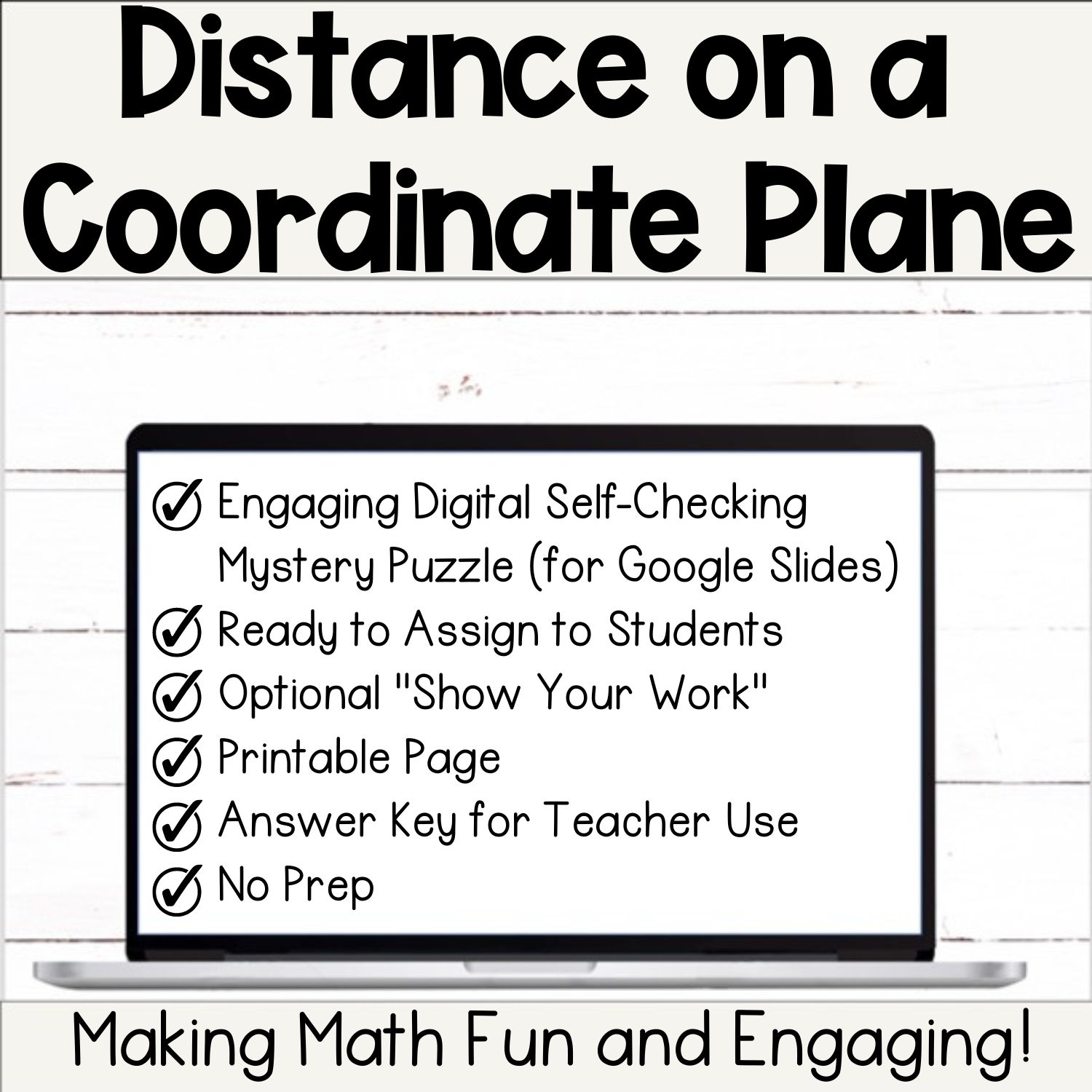 Distance on a Coordinate Plane Self-Checking Picture Puzzle Math ...