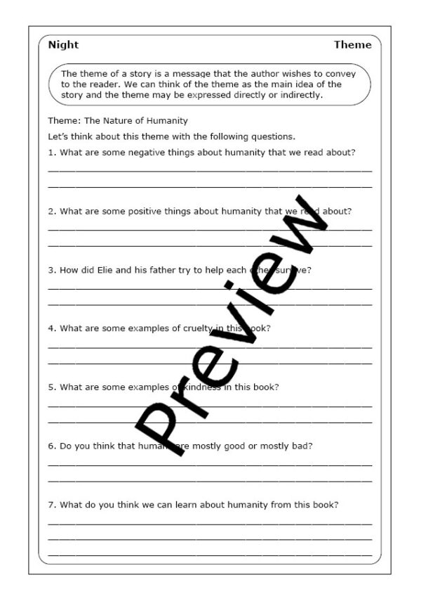 Elie Wiesel "Night" worksheets | Made By Teachers