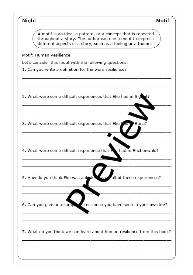 Elie Wiesel "Night" worksheets | Made By Teachers
