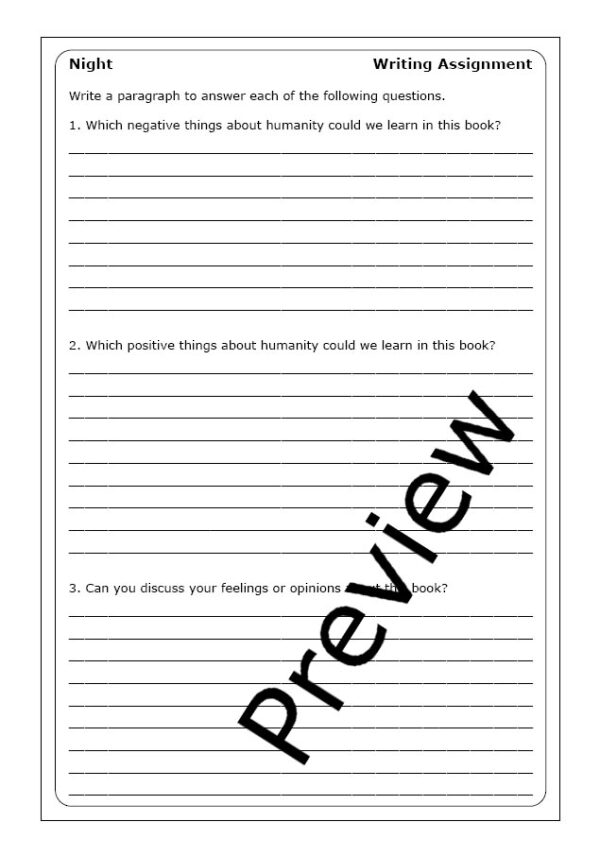 Elie Wiesel "Night" worksheets | Made By Teachers