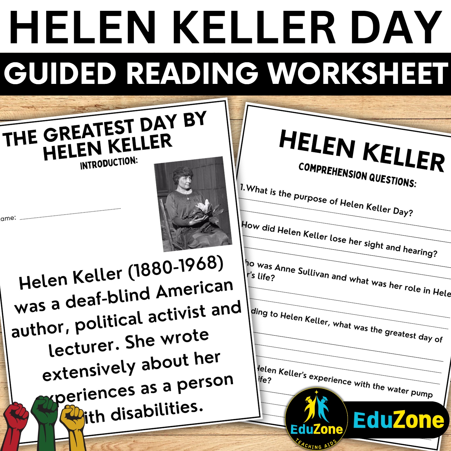 Middle School Guided Reading Worksheet for "The Greatest Day" by Helen ...