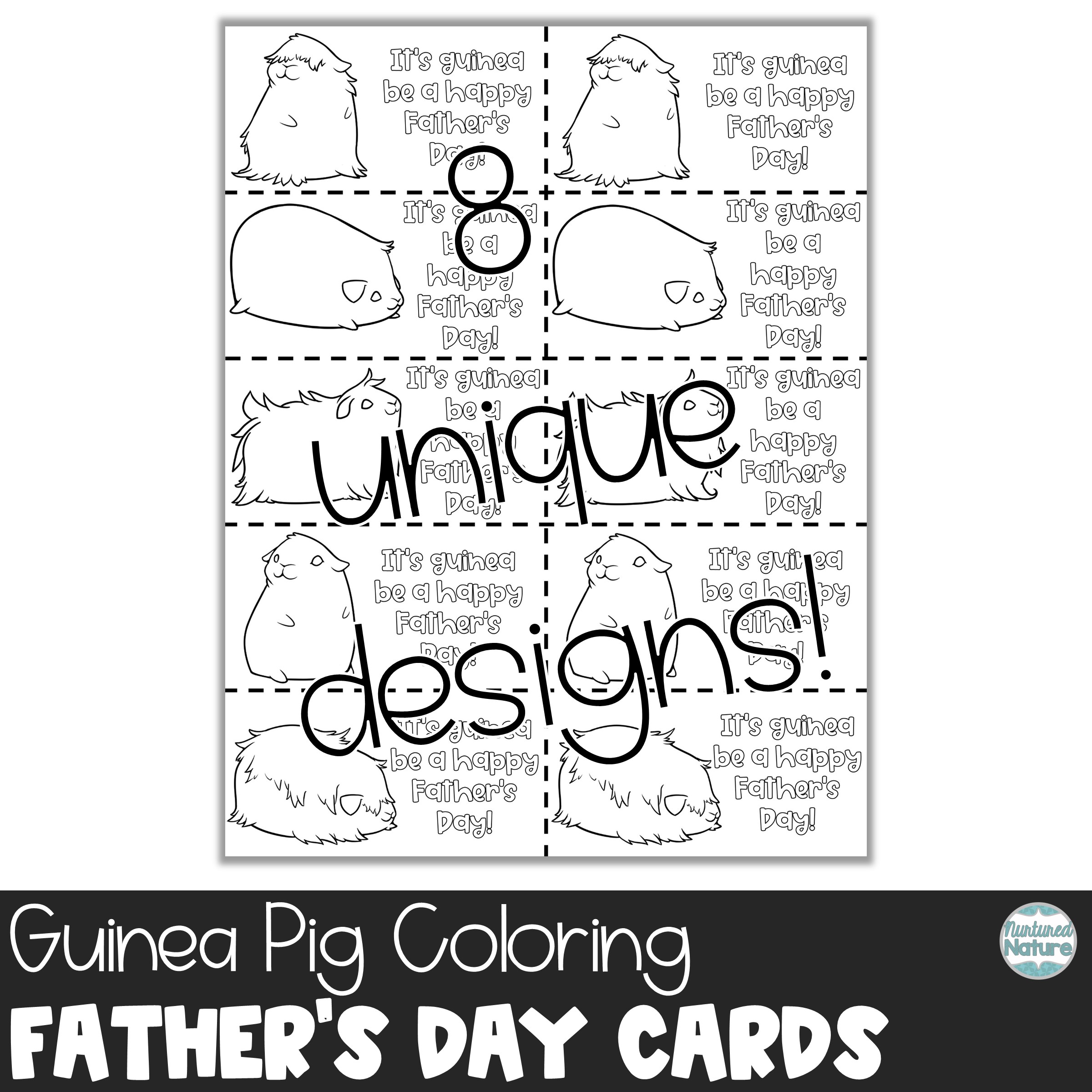 Father’s Day Coloring Cards - Guinea Pigs - Printable Gift Tags for ...