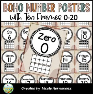 BOHO Classroom Decor Number Posters with Ten Frames 0 - 20 | Made By ...