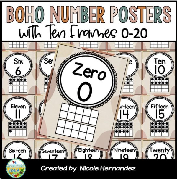 BOHO Classroom Decor Number Posters with Ten Frames 0 - 20 | Made By ...