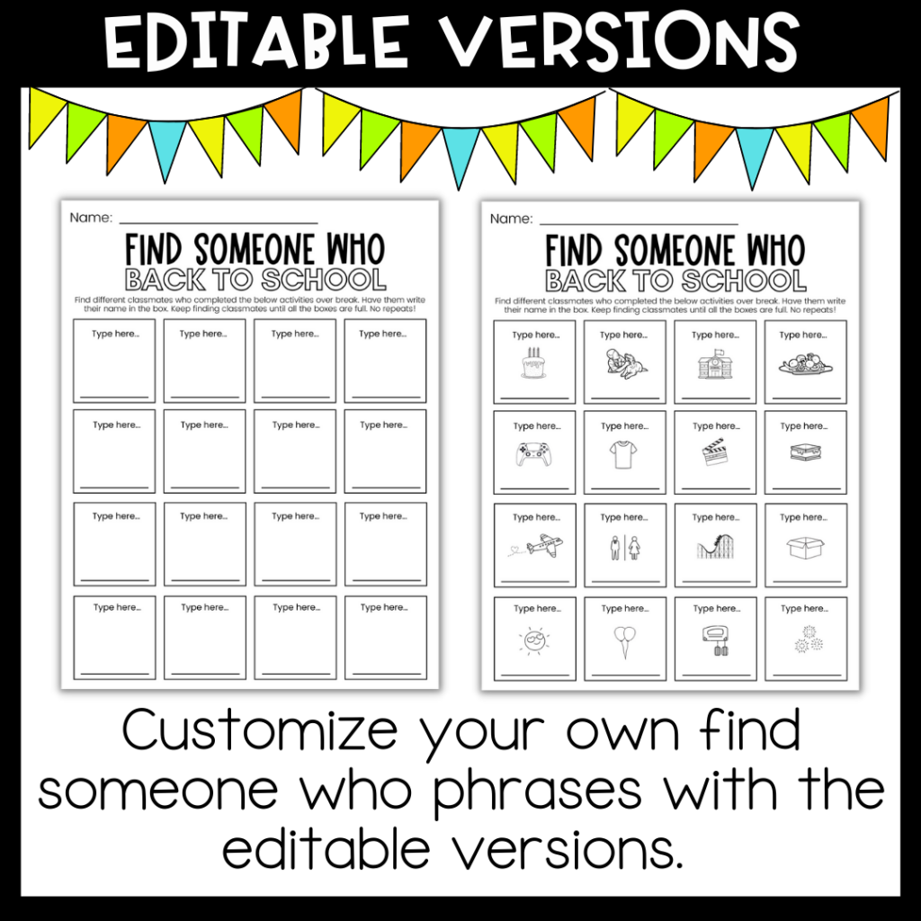 Back to School / After Summer Break - Find Someone Who Editable ...