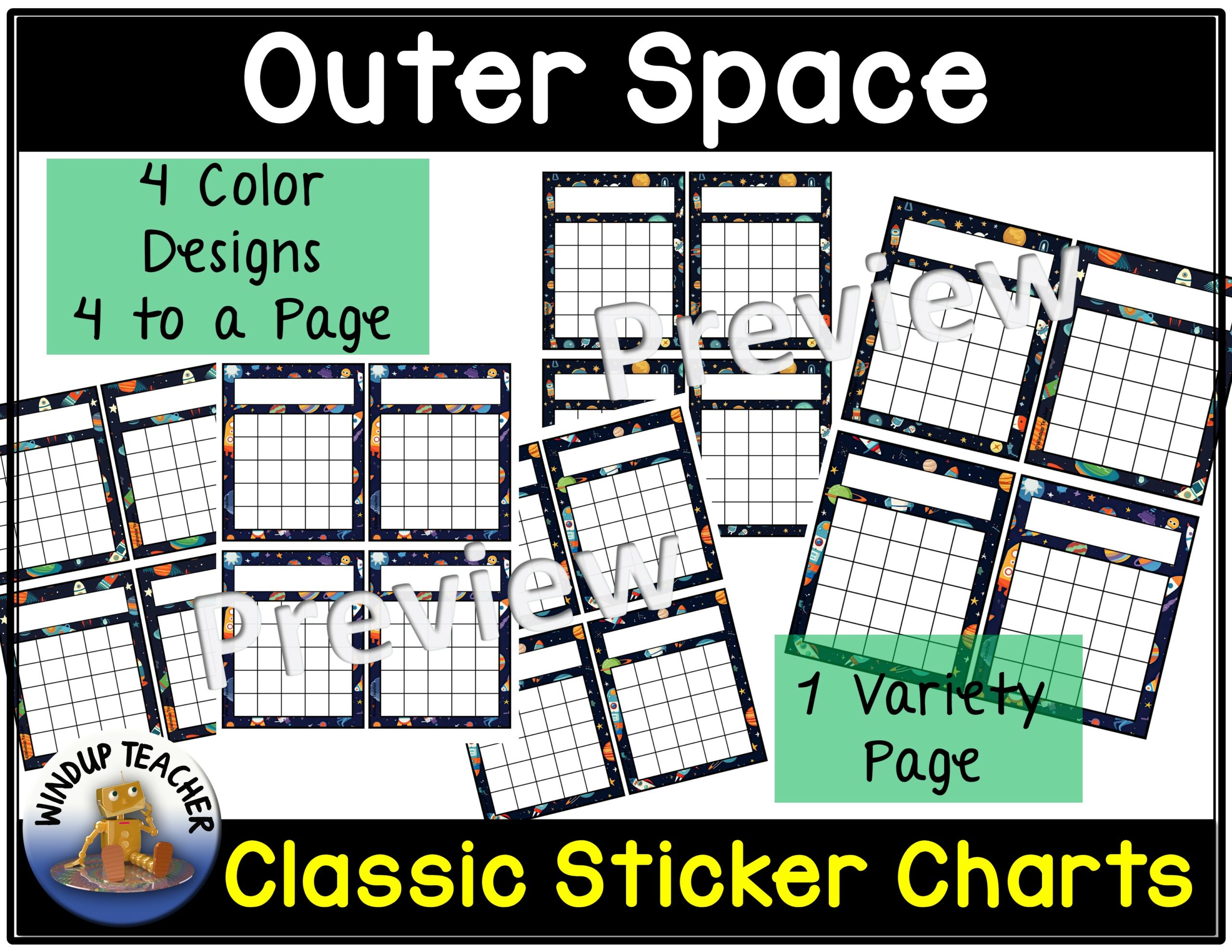 Outer Space Classic Sticker Charts | Made By Teachers
