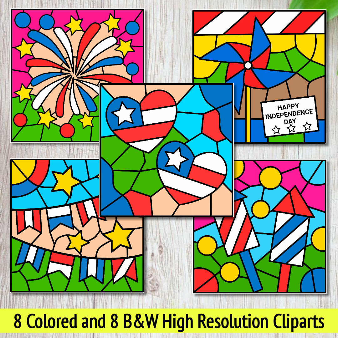 4th of July Color By Number Clipart | Fourth of July Cliparts | 4th of ...