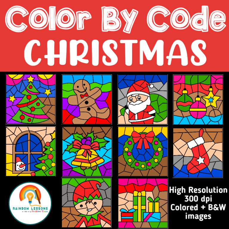 Christmas Color By Number Clipart | Christmas Clip Art | Color by Code ...