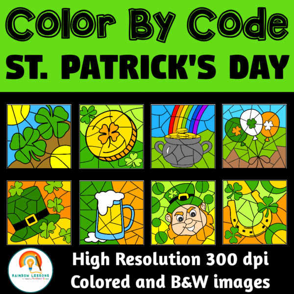 St Patricks Day Color By Number Clip art | Color By Code St Patricks ...