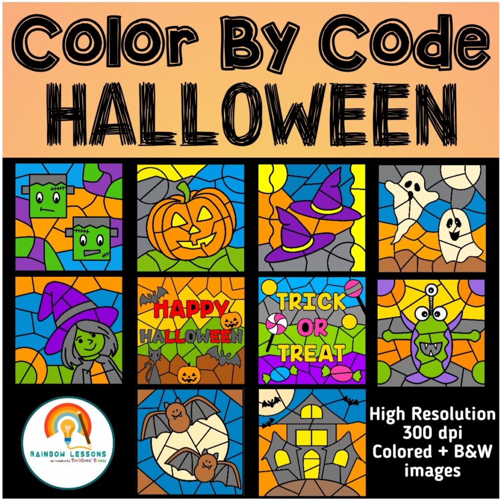 Halloween Color By Code Cliparts | Color By Code Halloween Cliparts ...