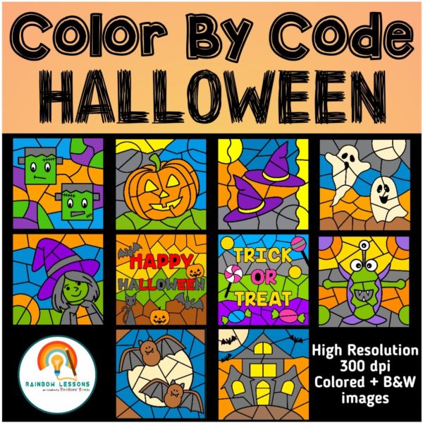 Halloween Color By Code Cliparts | Color By Code Halloween Cliparts ...