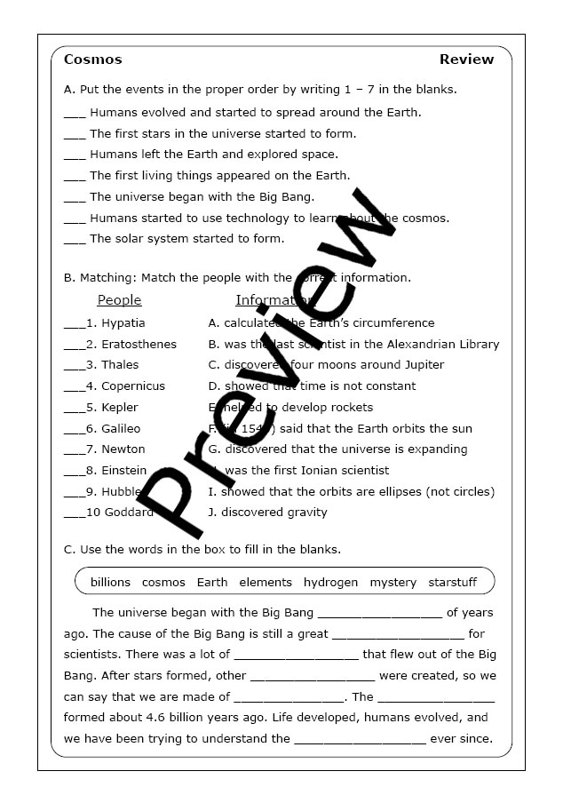 Carl Sagan "Cosmos" worksheets | Made By Teachers
