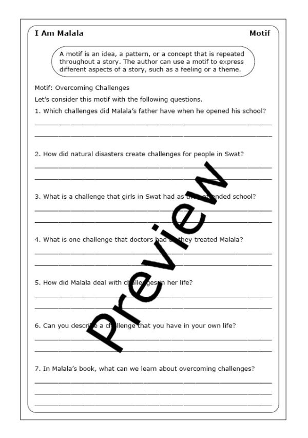 "I Am Malala" (Young Readers Edition) worksheets | Made By Teachers