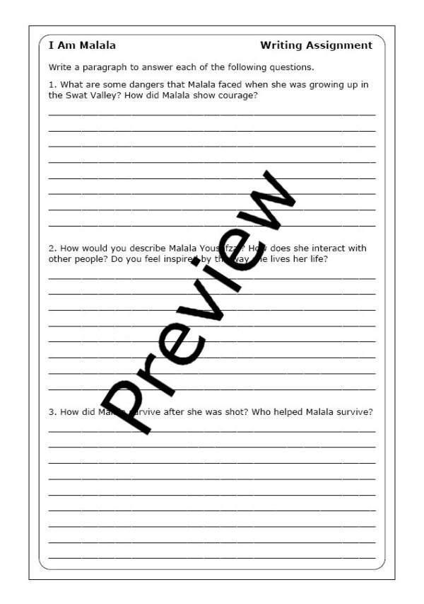 "I Am Malala" (Young Readers Edition) worksheets | Made By Teachers