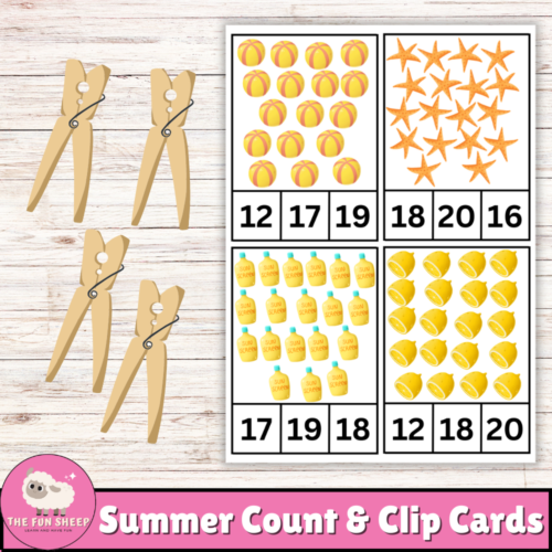 Summer Count and Clip Cards Numbers 1-20 | Math Activity for Pre-K and ...