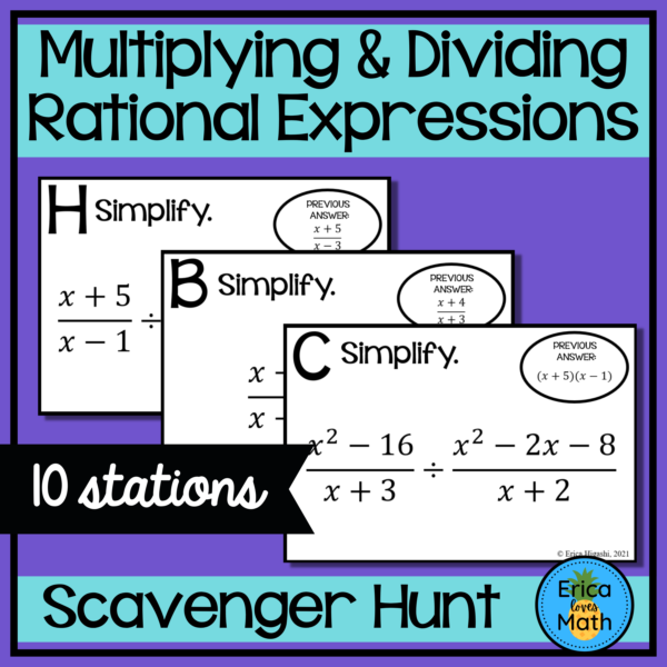 Multiplying & Dividing Rational Expressions Activity Scavenger Hunt ...