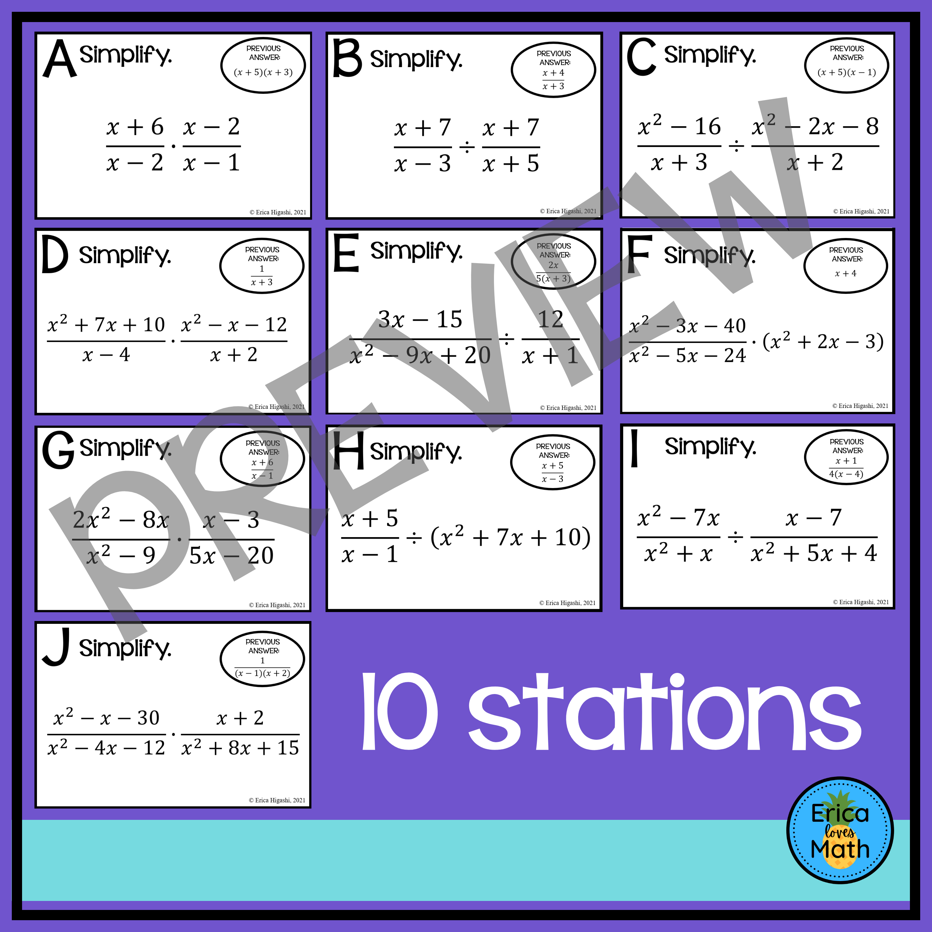 Multiplying & Dividing Rational Expressions Activity Scavenger Hunt ...