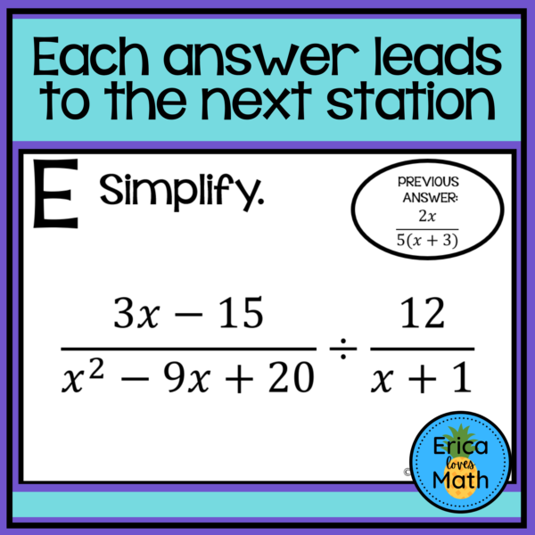 Multiplying & Dividing Rational Expressions Activity Scavenger Hunt ...