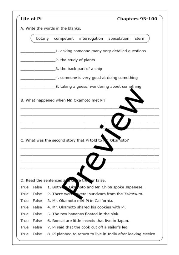 Yann Martel "Life of Pi" worksheets | Made By Teachers